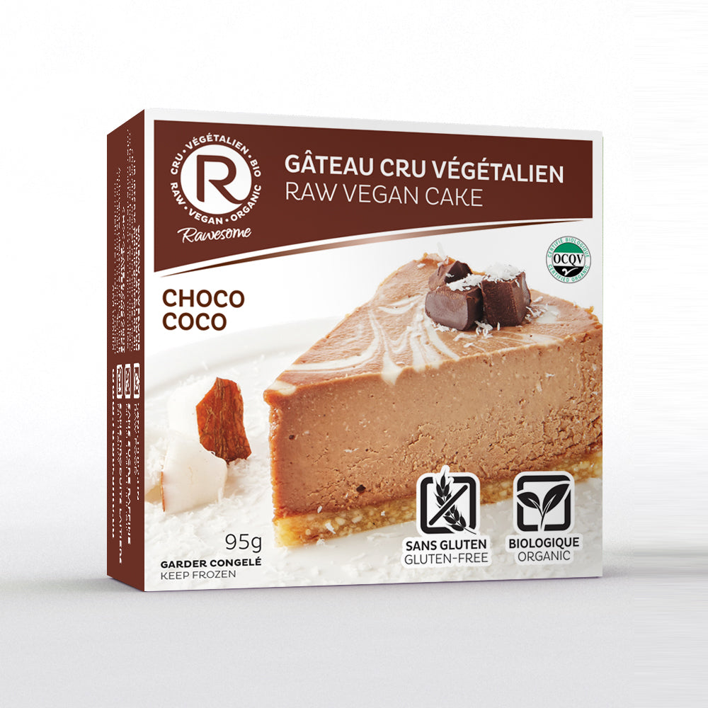 Choco coco raw vegan organic gluten-free cake slice / refined sugar ...